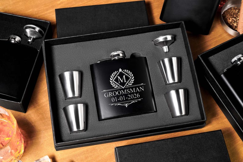 Personalized Engraved Flask for Men, Groomsmen Gift Hip Flask ...