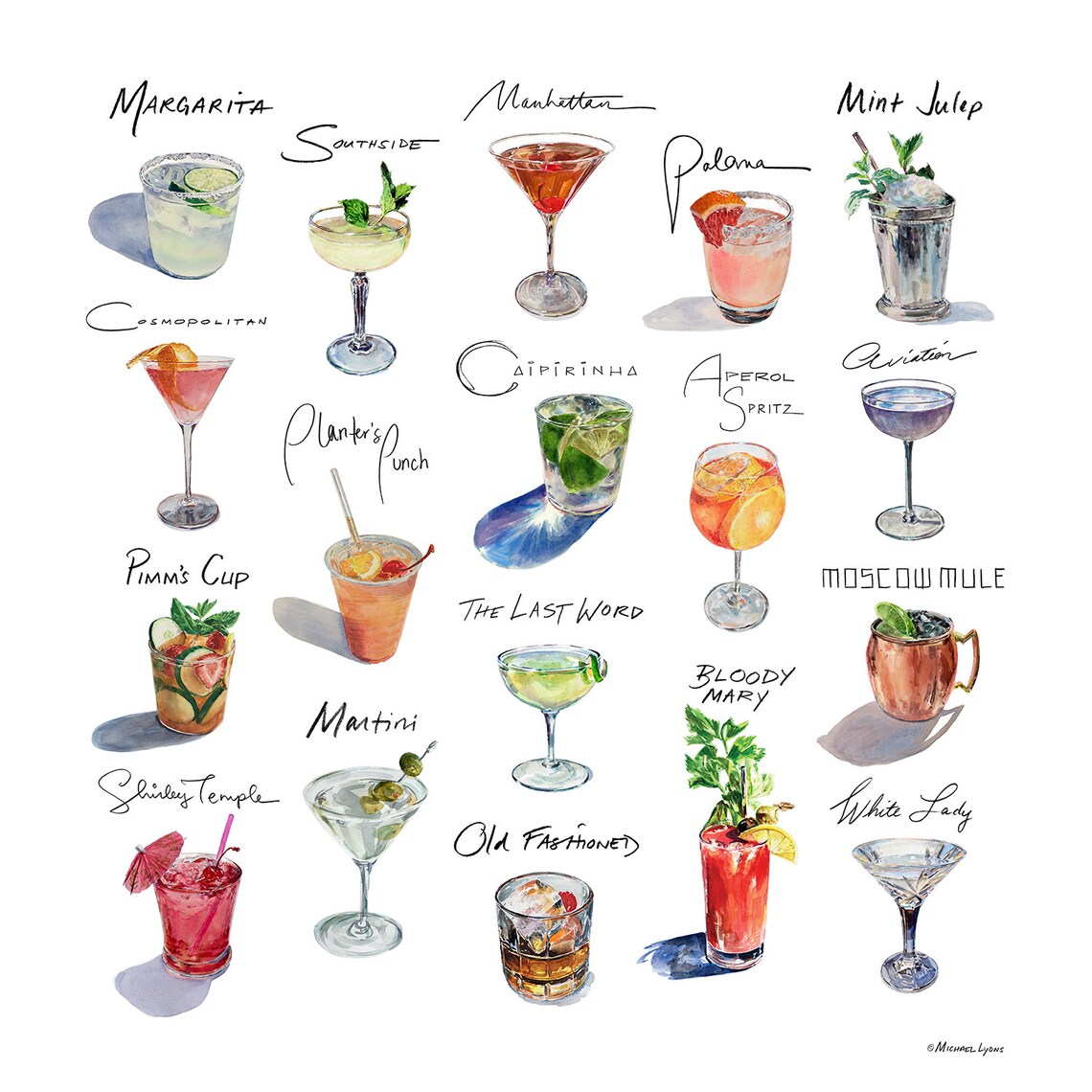 12 Framed Square Cocktail Compilation Print - Etsy
