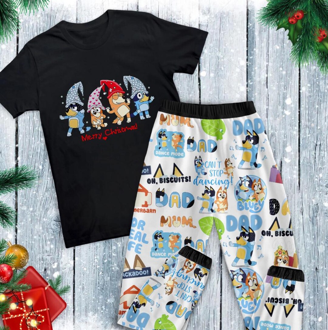 Bluey Christmas Pajamas Set, Personalized Family Pajamas, Family ...