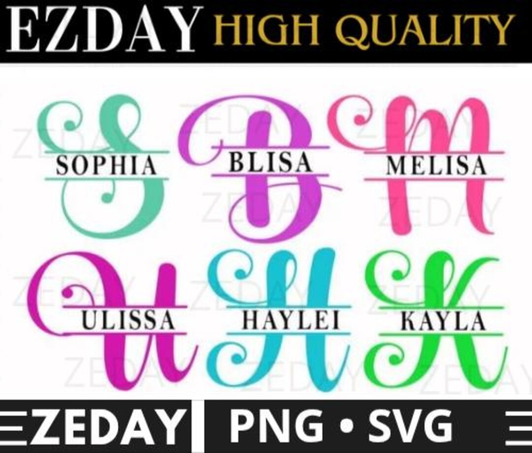 Split Monogram Svg, Split Letter Svg. Alphabet Svg Files for Cricut ...