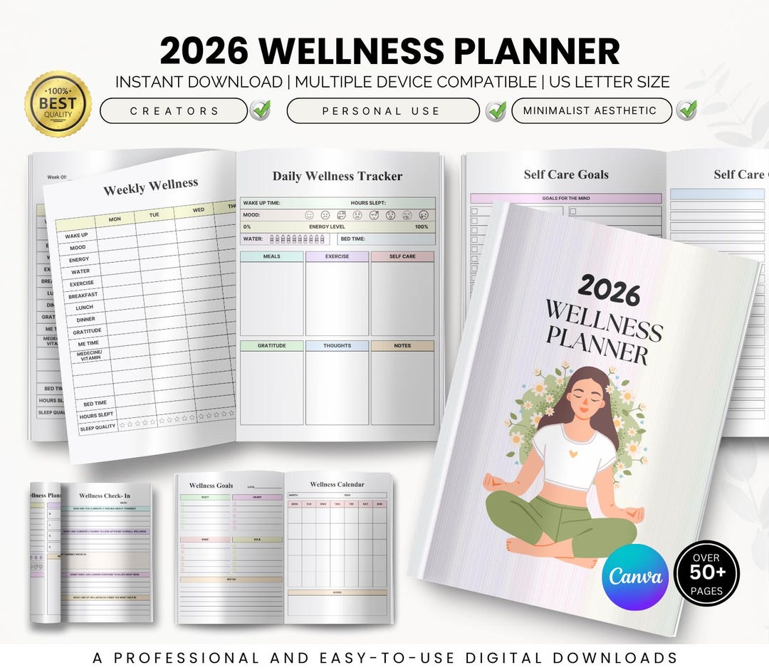 2026 Wellness Planner, Health Tracker, Self-care Organizer - Etsy