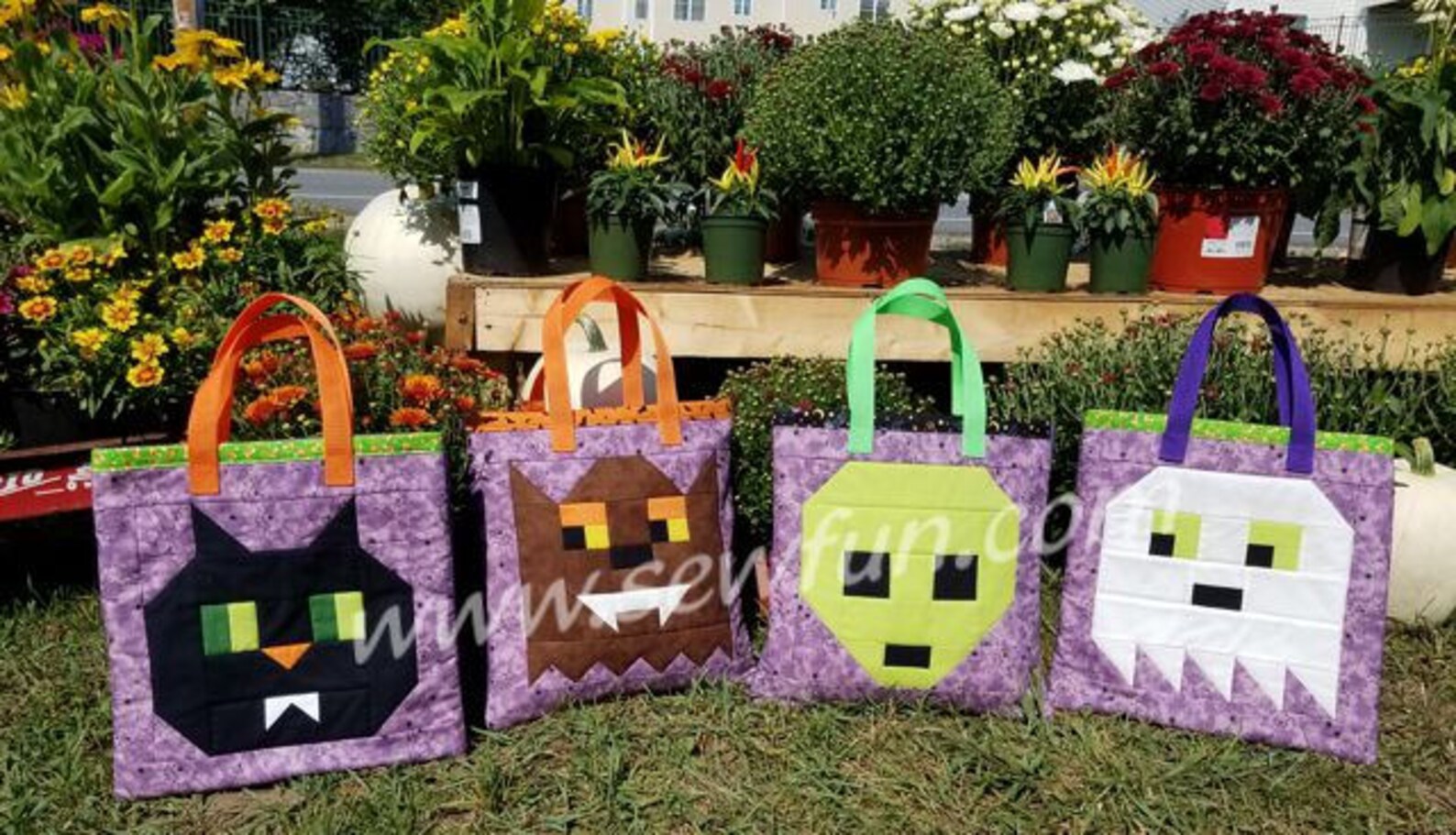 Jack O' Lantern Quilted Bag Trick-o-treat Tote Bag Sew | Etsy
