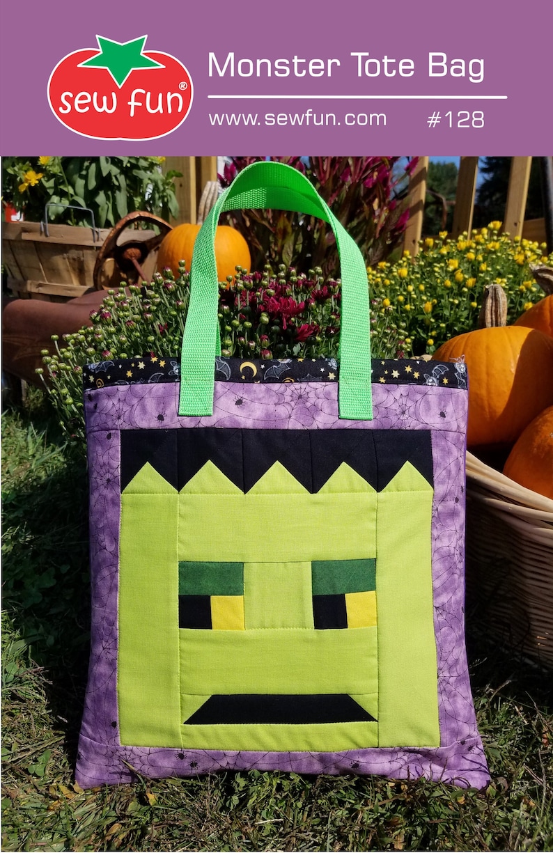 Monster Quilted Bag Trick-o-treat Tote Bag Sew Fun® Sewing Pattern, PDF ...
