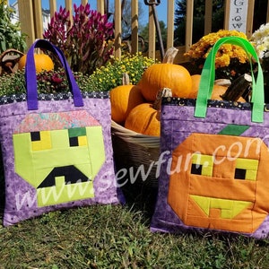 Jack O' Lantern Quilted Bag Trick-o-treat Tote Bag Sew - Etsy