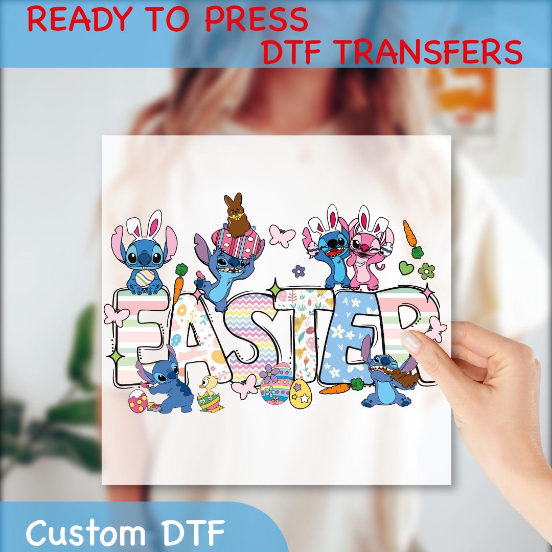 Disney Lilo & Stitch DTF Ready to Press, Stitch Easter DTF, Stitch ...