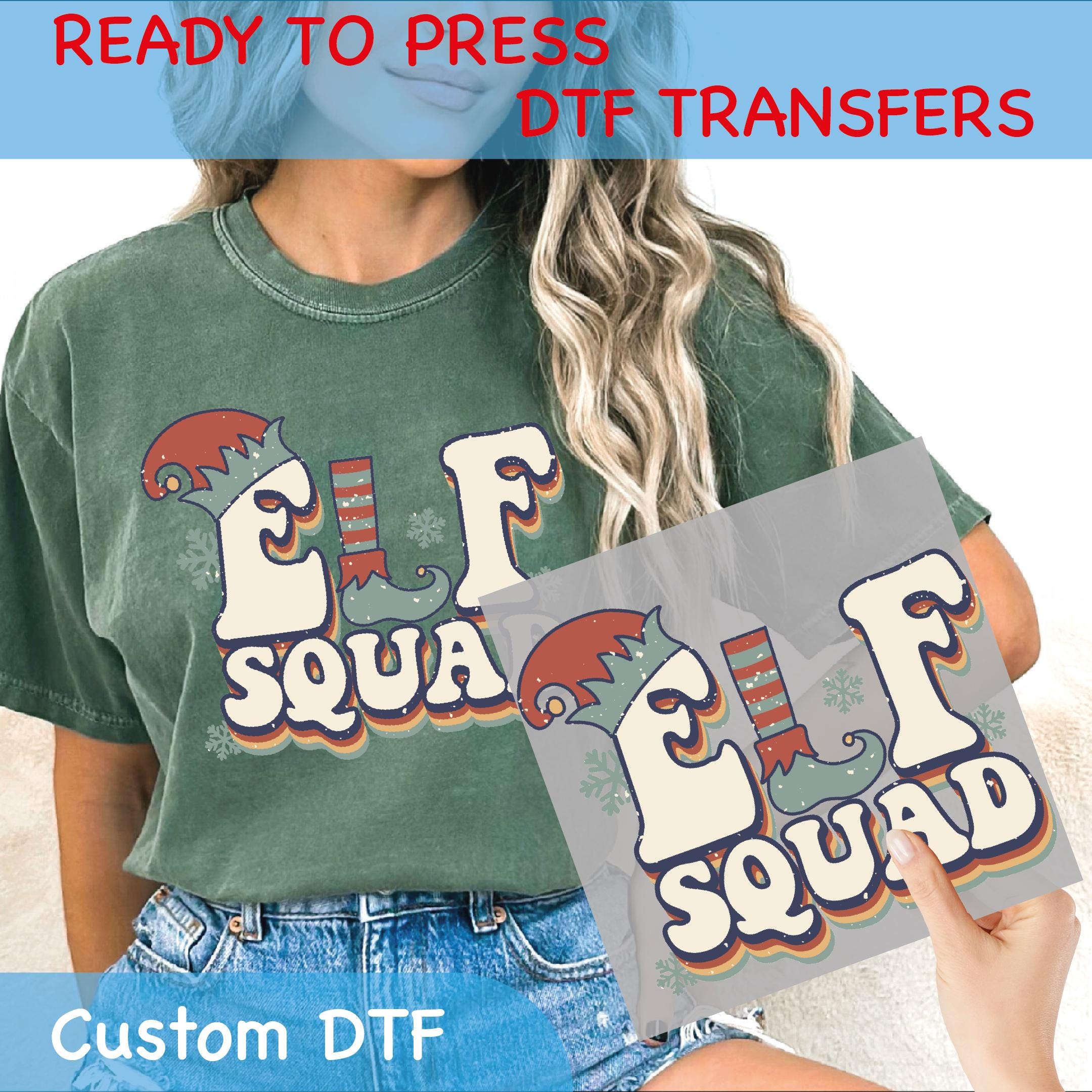 Retro Elf Squad Dtf, Elf Feet Dtf, Elf Christmas Print Dtf Pres, Merry ...