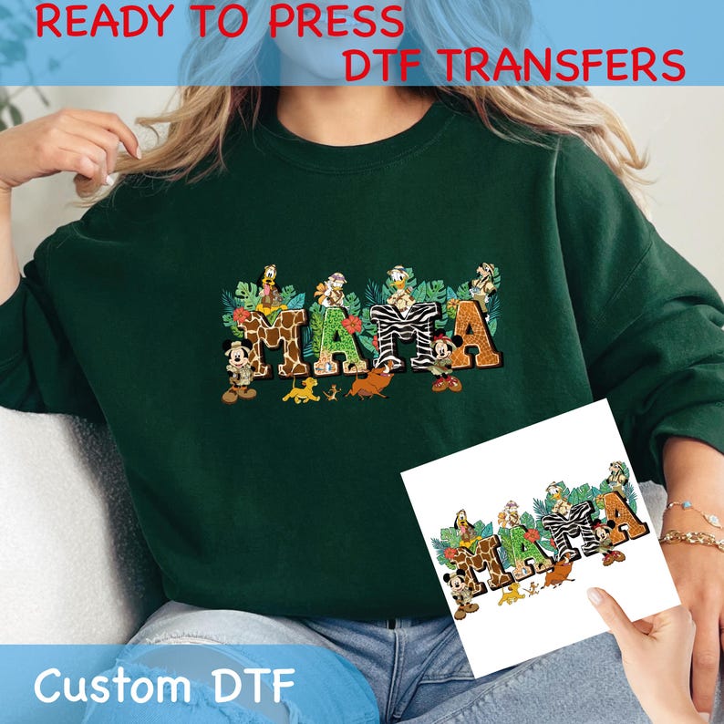 Safari Mama Mickey and Friends DTF Transfer Ready to Press, Hakuna ...