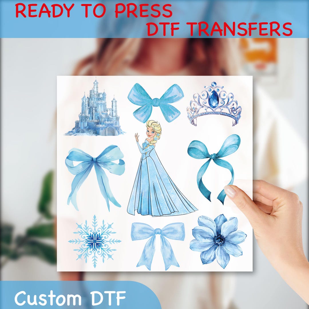 Coquette Disney Princess Elsa Dtf, Frozen Elsa Bow Princess Ready to ...