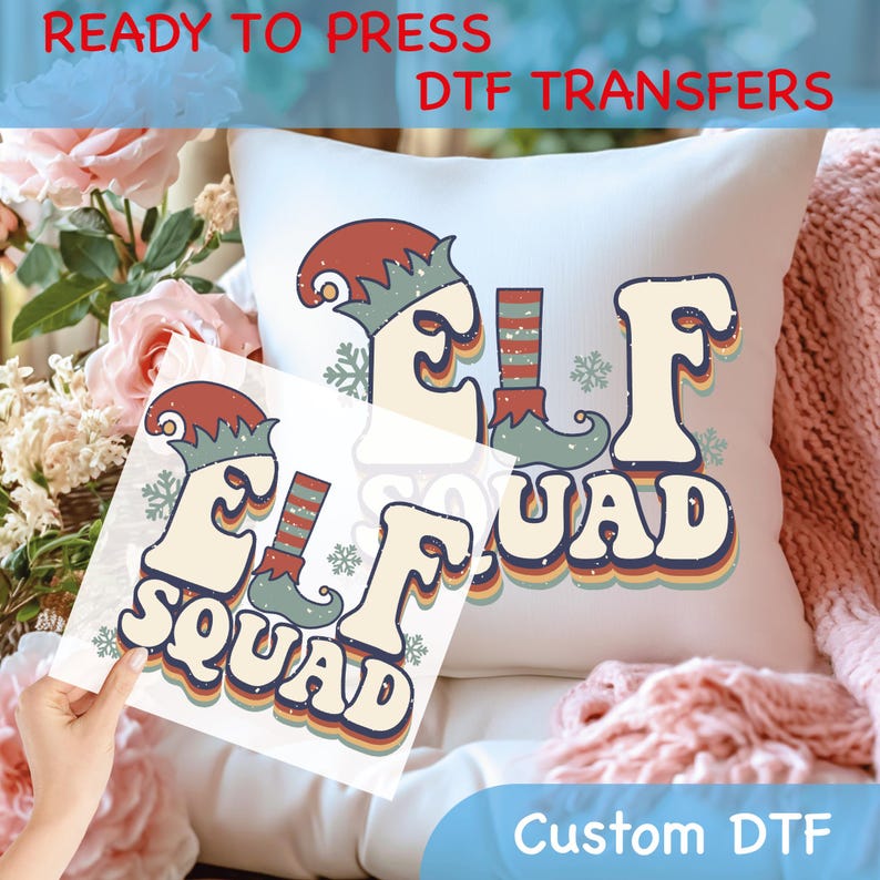 Retro Elf Squad Dtf, Elf Feet Dtf, Elf Christmas Print Dtf Pres, Merry ...