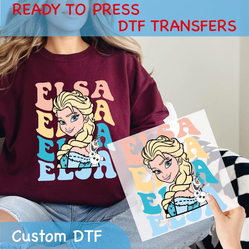 Disney Princess Olaf Elsa Dtf, Frozen Elsa Princess Ready to Press ...