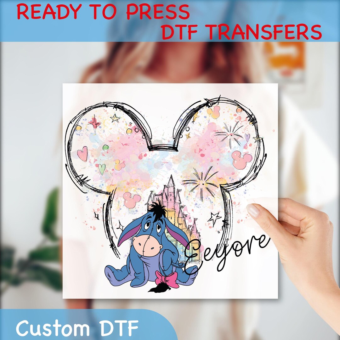 Watercolor Disney Eeyore Ready to Press, Disney Castle Eeyore DTF ...
