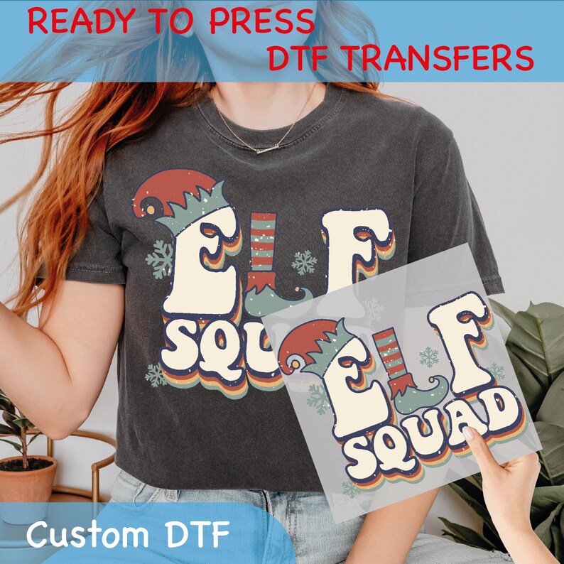Retro Elf Squad Dtf, Elf Feet Dtf, Elf Christmas Print Dtf Pres, Merry ...