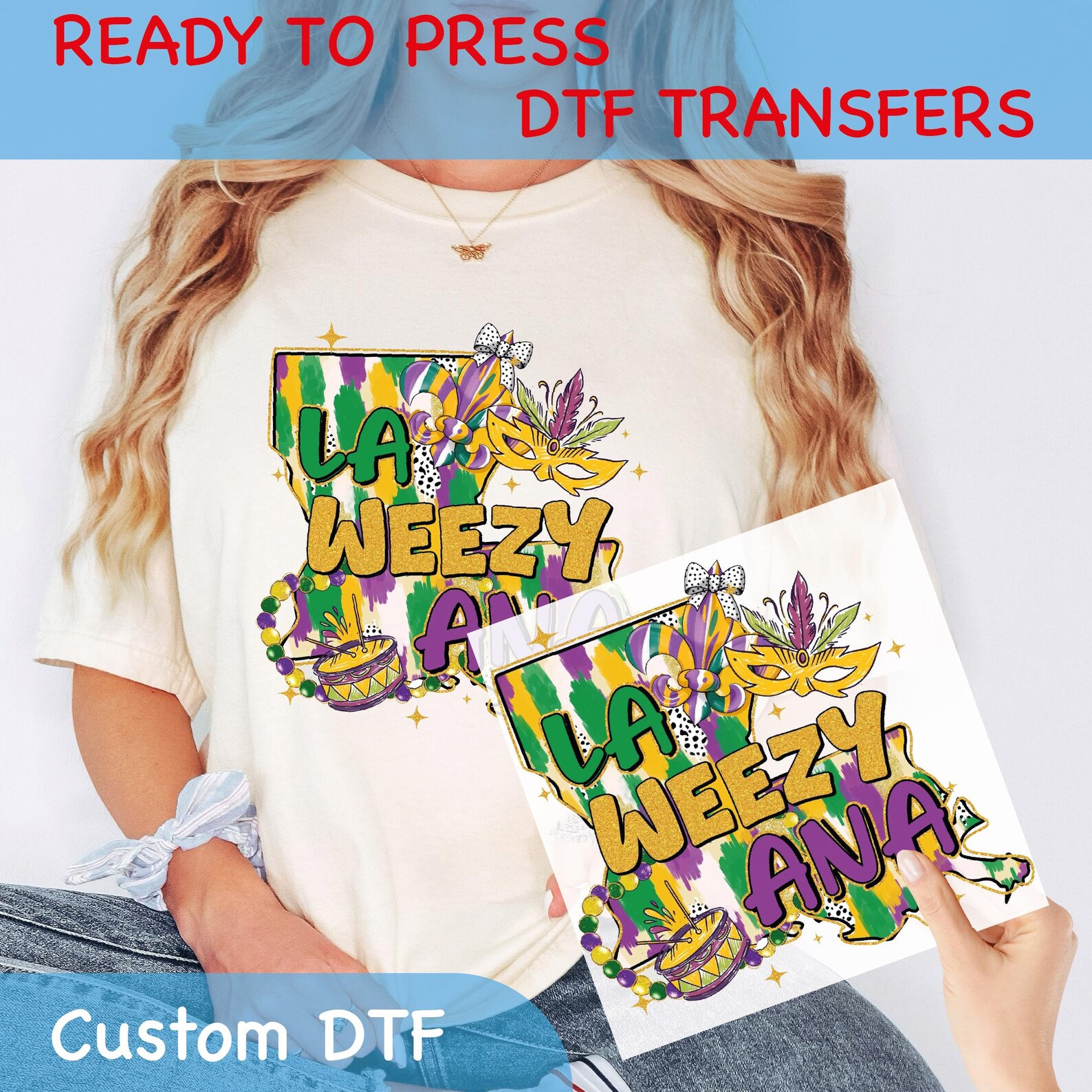 LA Weezy Ana Mardi Gras Ready to Press Transfer, Mardi Gras Direct to ...