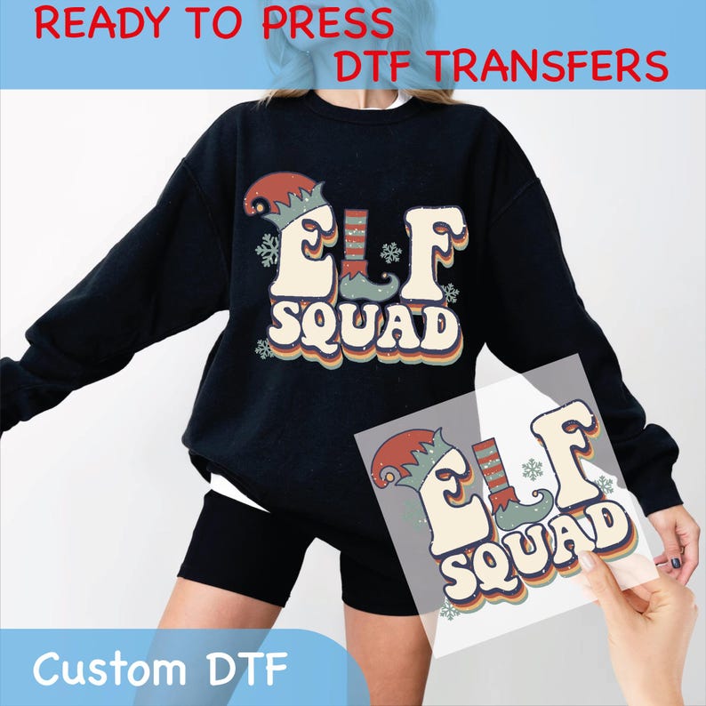 Retro Elf Squad Dtf, Elf Feet Dtf, Elf Christmas Print Dtf Pres, Merry ...