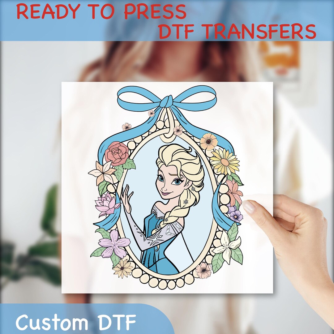 Coquette Disney Princess Elsa Dtf, Frozen Elsa Bow Princess Ready to ...