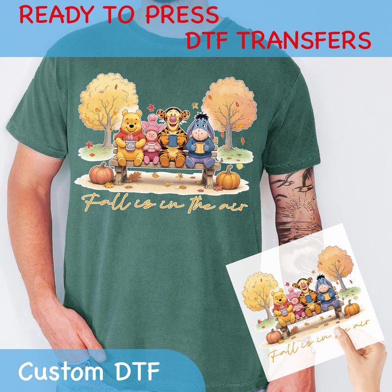 Retro Disney Winnie the Pooh Fall Ready to Press, Fall DTF Transfer ...