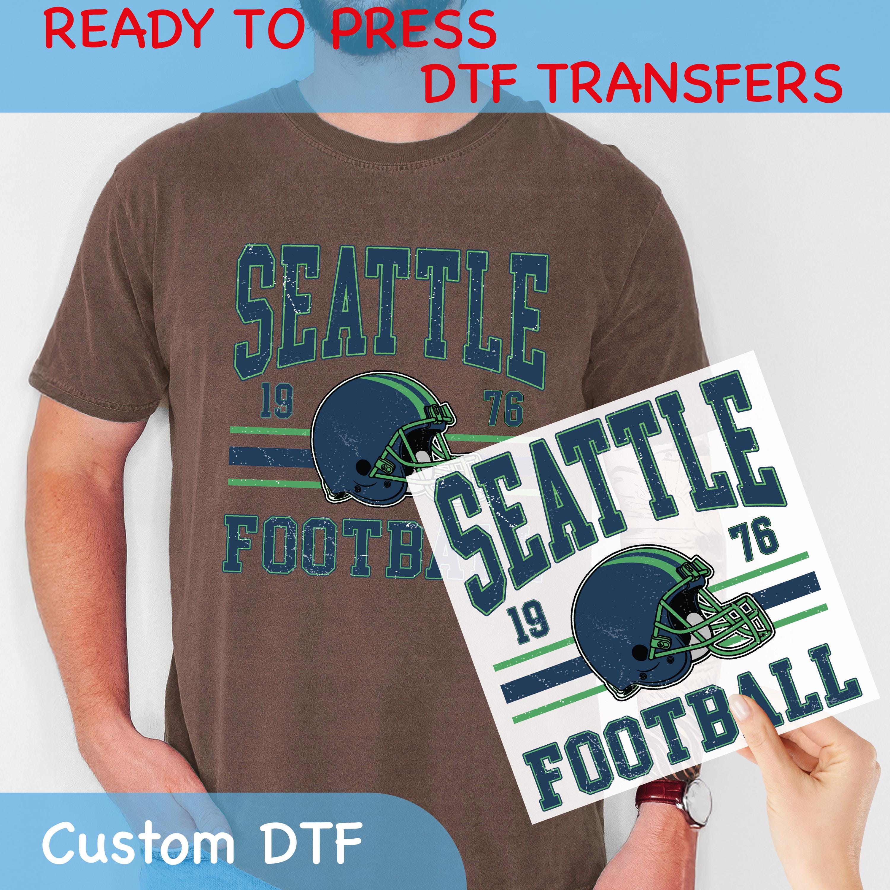 Seattle Football 1976 Dtf Transfer, Vintage Seattle American Football ...
