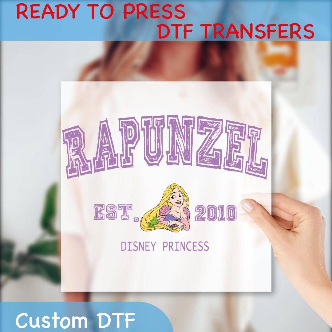 Rapunzel, Disney Princess DTF Transfer, Rapunzel Princess Bow Princess ...