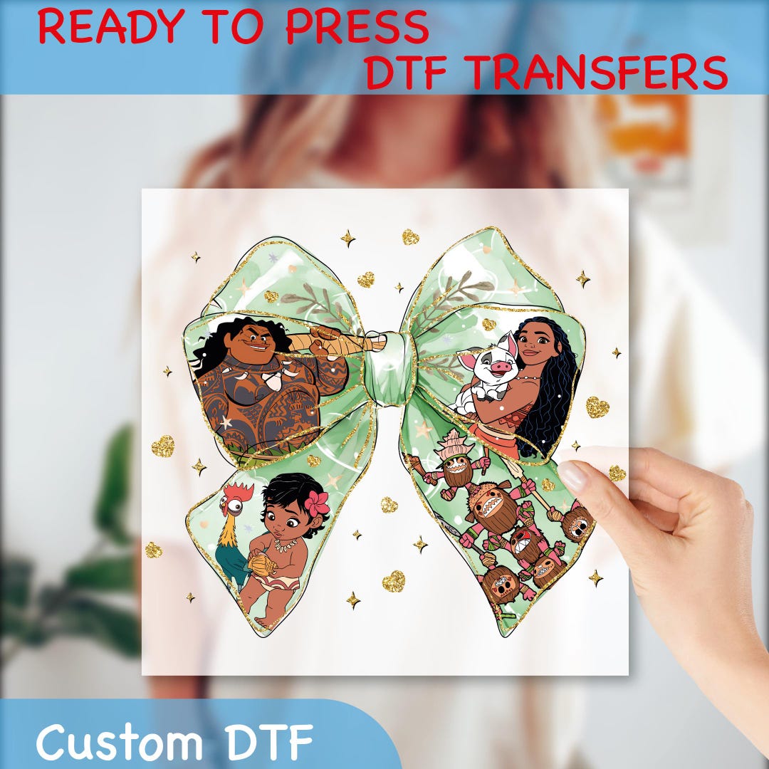 Valentine Cartoon Coquette Disney Moana Hei Hei and Pua DTF Transfer ...