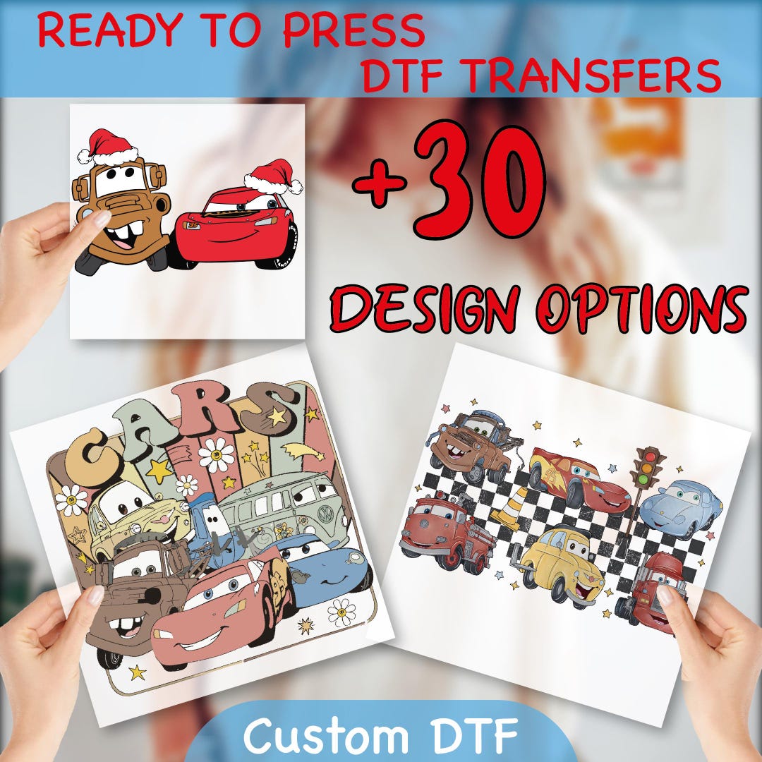 Cars Friends DTF Transfers, Disney Cars Ready to Press, Cars Movie Heat ...