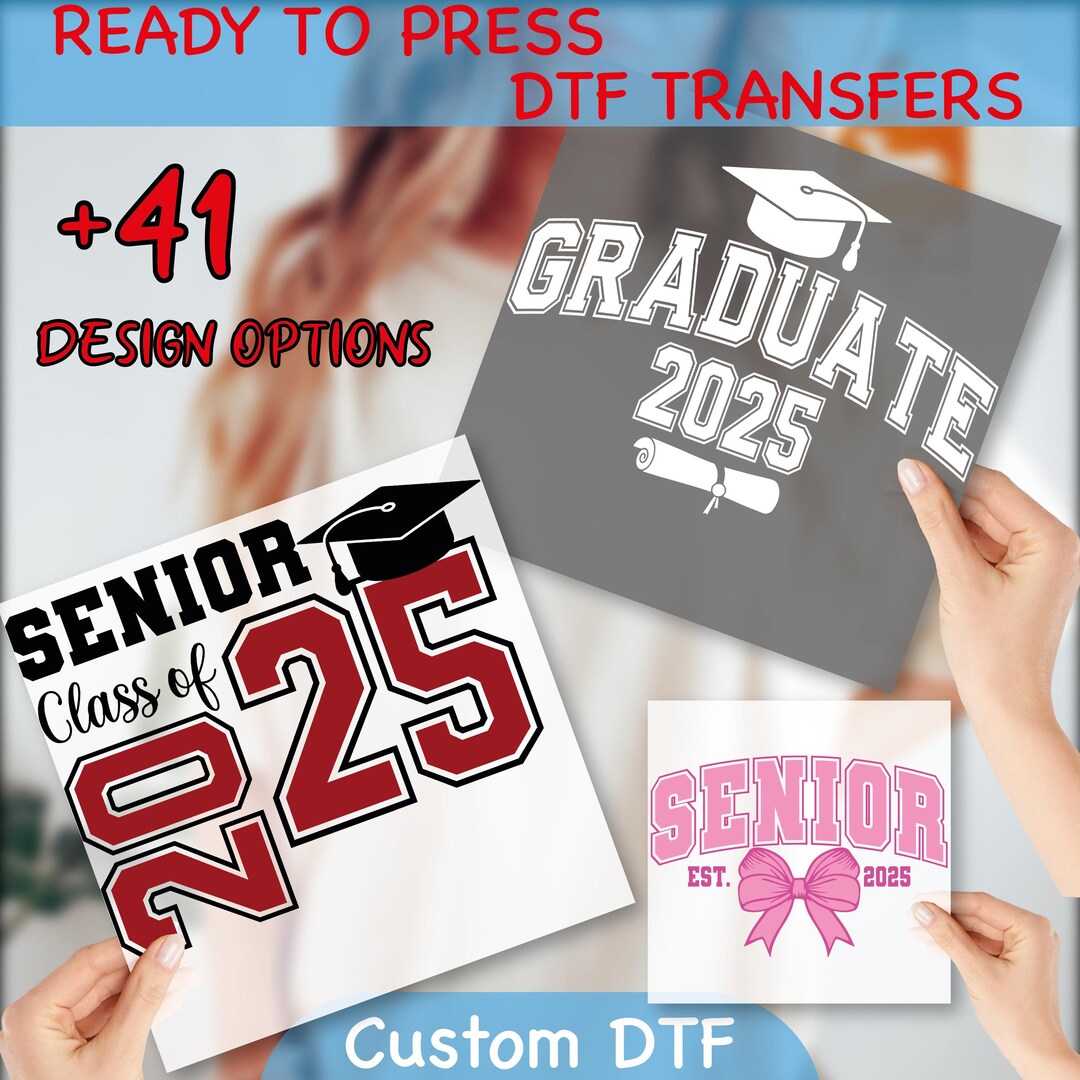 Senior 2025 DTF Transfer, Graduation 2025 Heat Transfer, Pink Bow Class ...