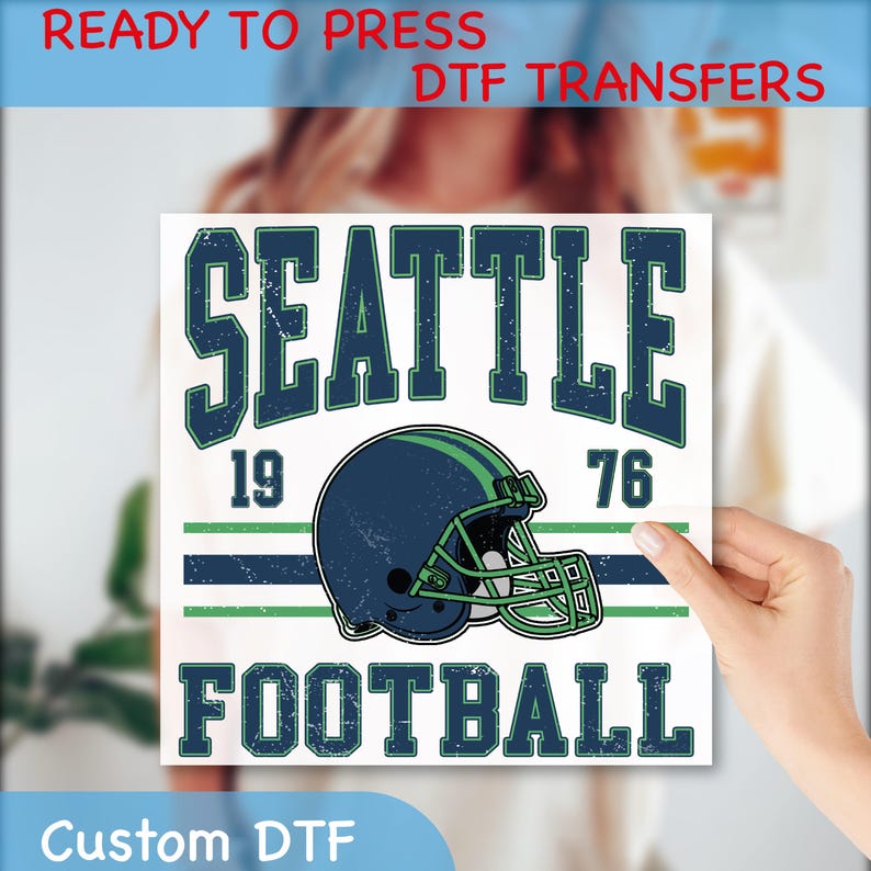 Seattle Football 1976 Dtf Transfer, Vintage Seattle American Football ...