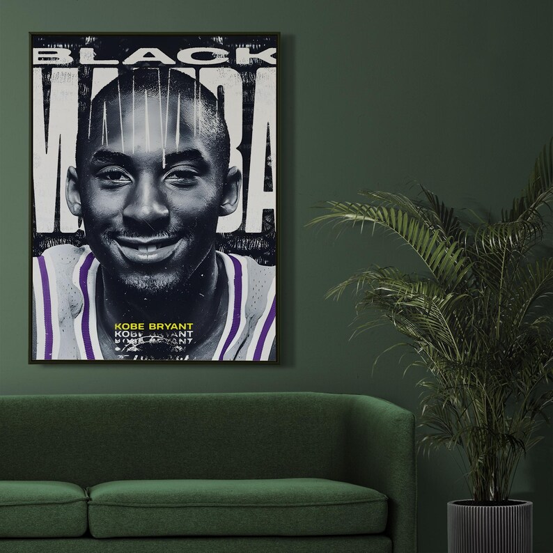 Kobe Bryant Poster, Kobe Bryant Print, Black Mamba Kobe Poster, Vintage ...