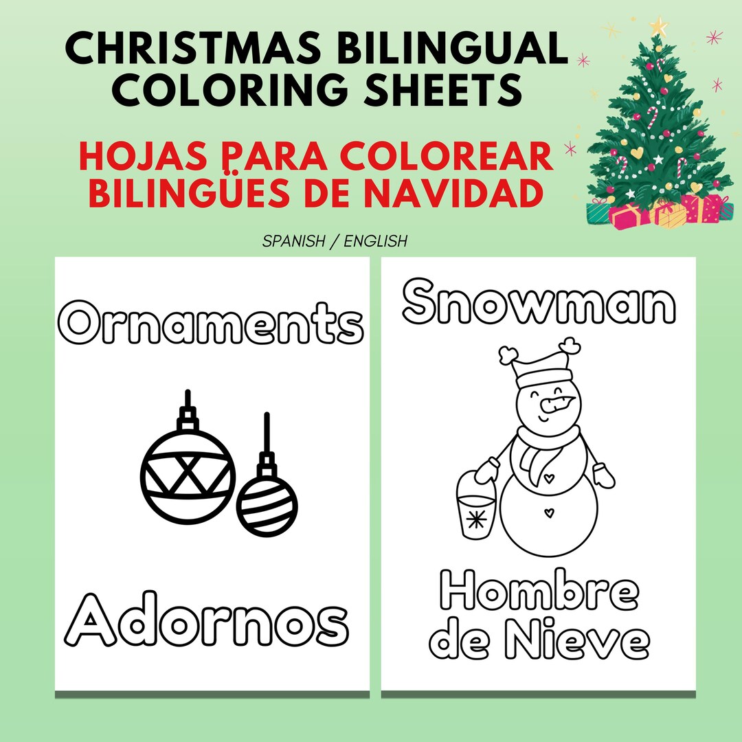 Bilingual Christmas Coloring Sheets Hojas Para Colorear De Navidad En ...