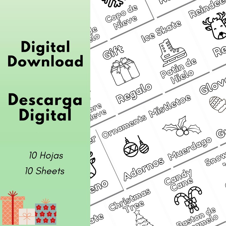 Bilingual Christmas Coloring Sheets Hojas Para Colorear De Navidad En ...