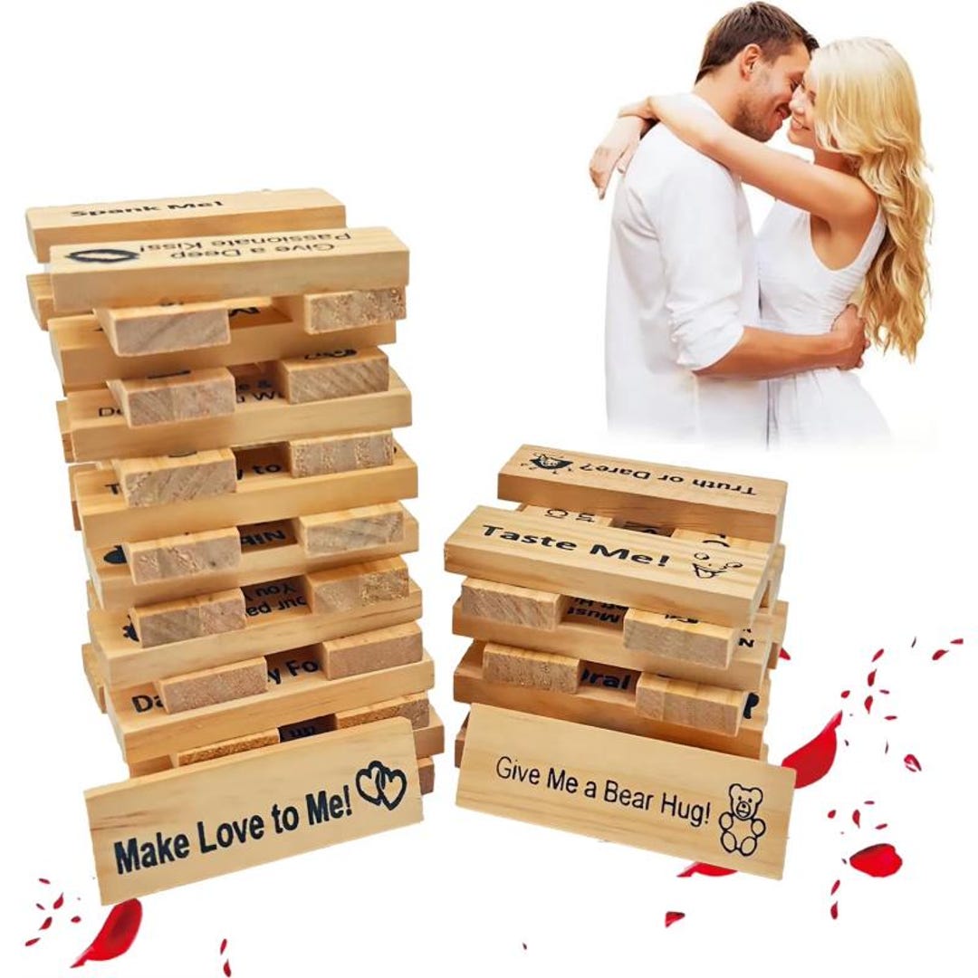 Couple Game Night Intimacy Block Tower Jenga Game Valentine Tumbling ...