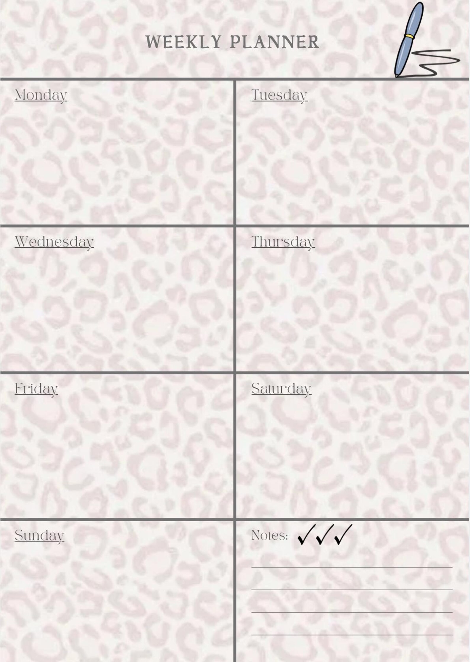 Chic Leopard Print Weekly Planner | Printable & Digital Planner ...