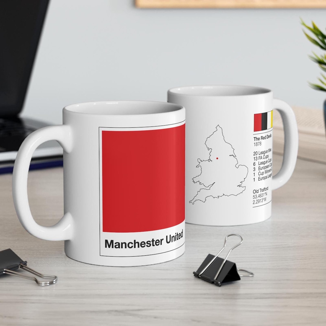 Manchester United Colours and Trophies Mug MUFC Man Utd Minimalist Mug ...