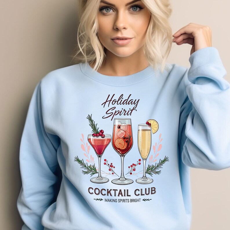 Holiday Cocktail Club Crewneck Sweatshirt/cocktail Club Christmas ...