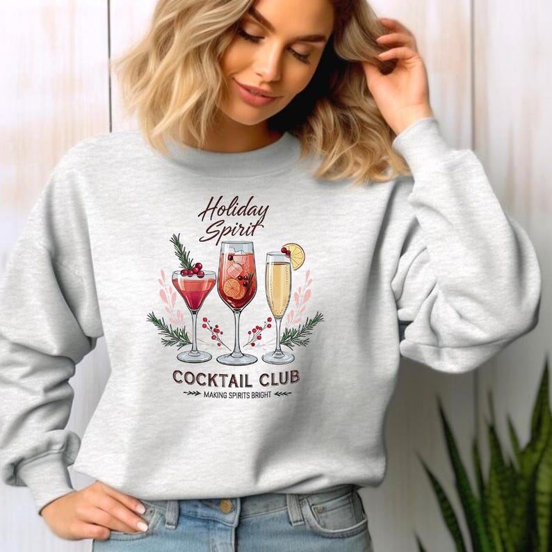 Holiday Cocktail Club Crewneck Sweatshirt/cocktail Club Christmas ...