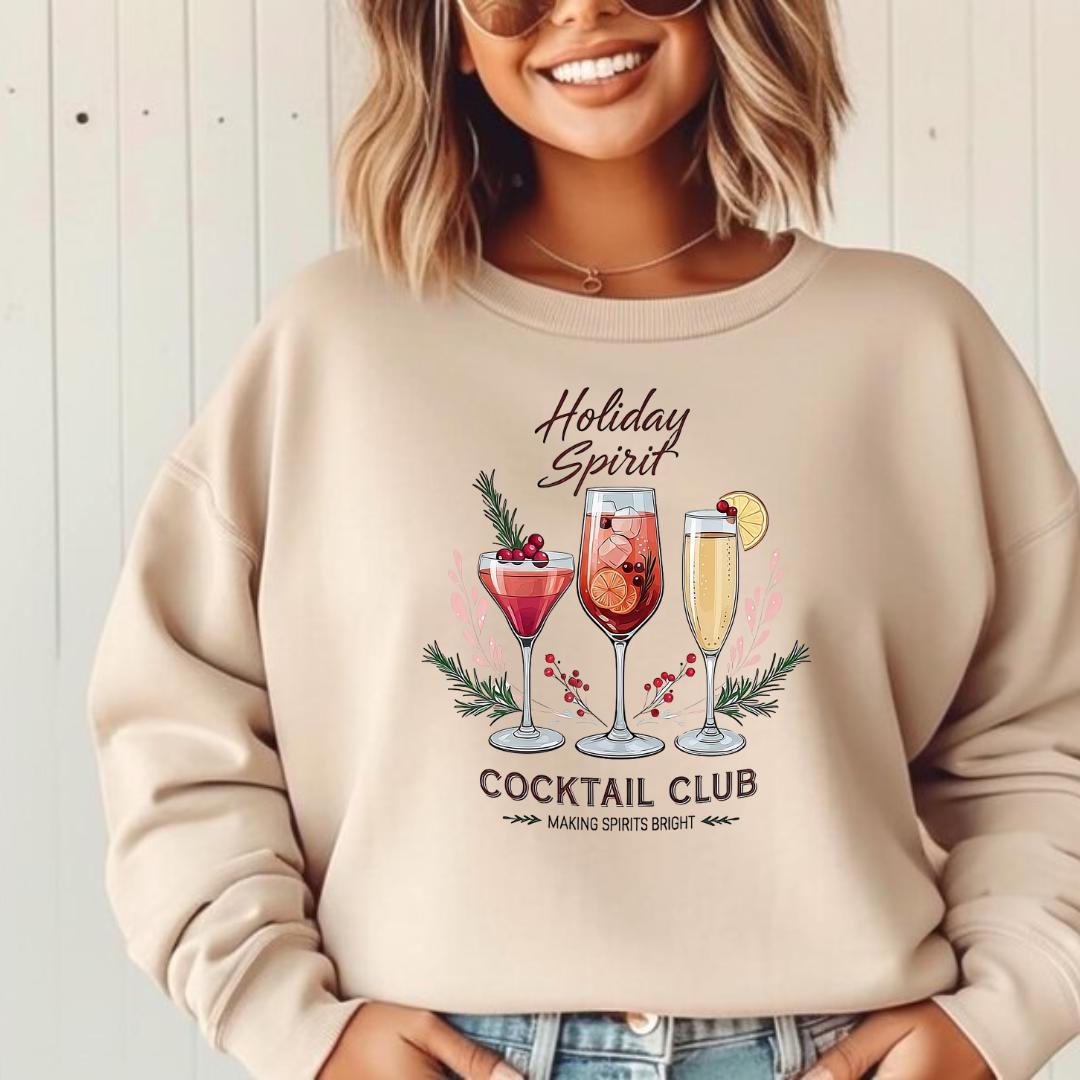 Holiday Cocktail Club Crewneck Sweatshirt/cocktail Club Christmas ...