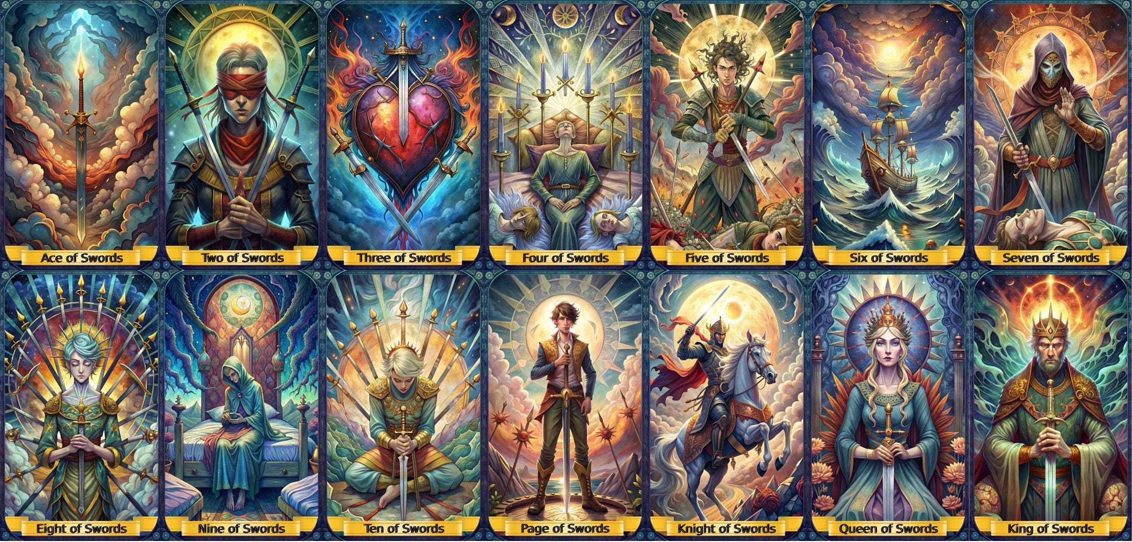 Tarot Card Bundle Printable, Complete Set, Digital, 78 Cards, High ...