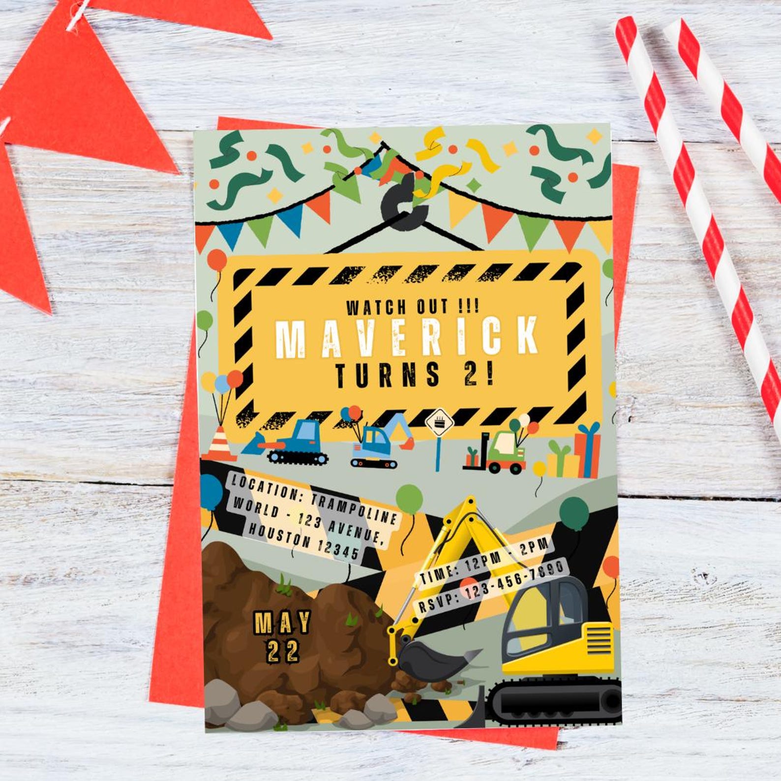 Editable Digital Construction Themed Invitation Template, Construction ...