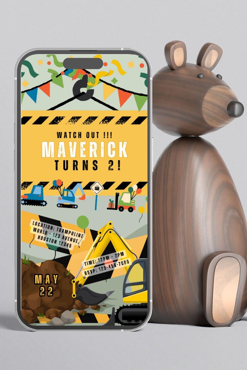 Editable Digital Construction Themed Invitation Template, Construction ...