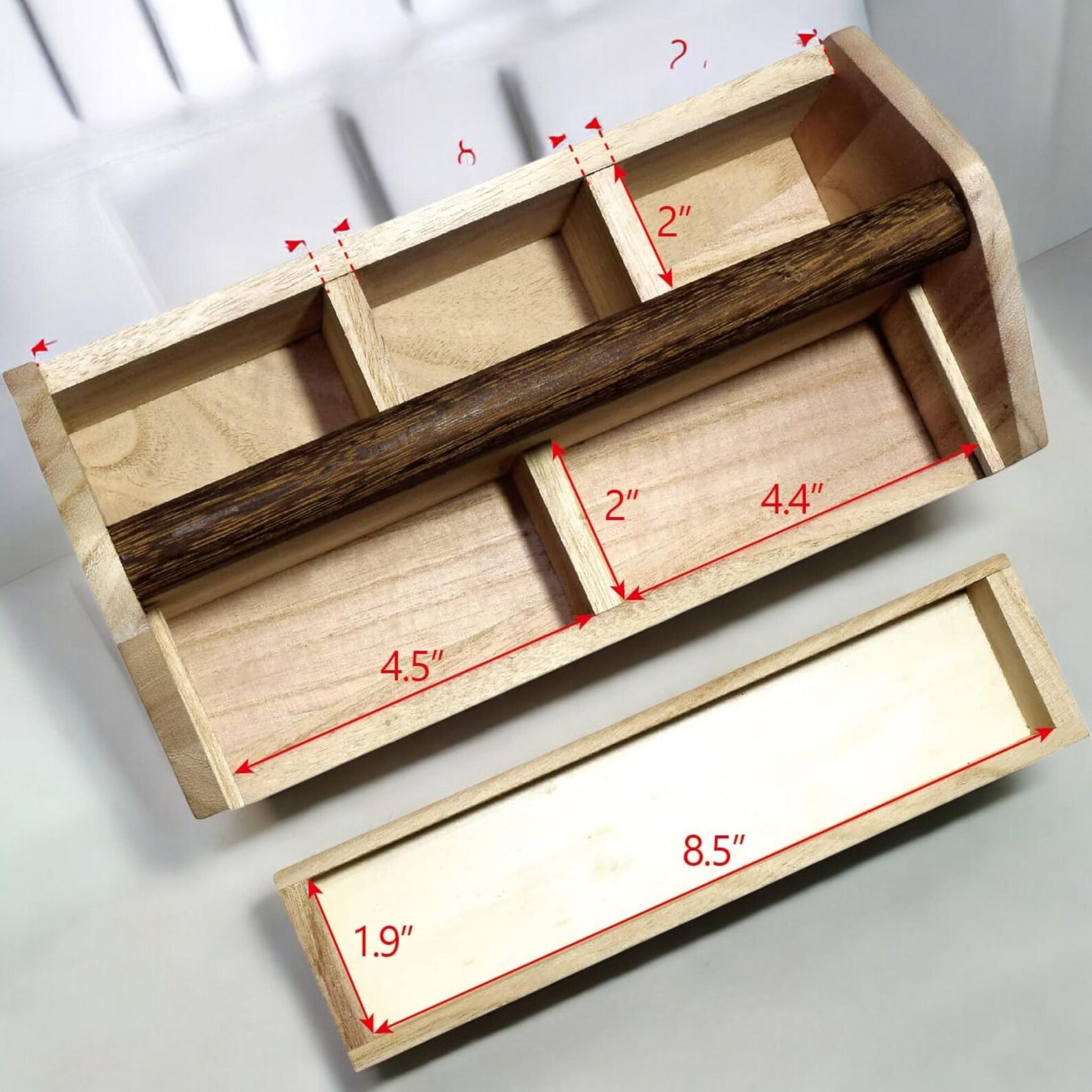 Handcrafted Wooden Craft Tool Caddy With Handle – 5-compartment ...