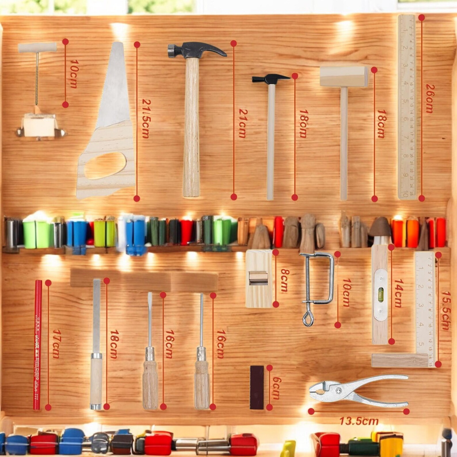 Handcrafted Wooden Art Storage Box – Double-layer Organizer for Paint ...