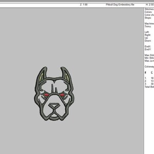 Pit Bull Dog Design DST,PES File for Embroidery Tajima, Barudan or Any ...