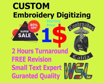 Custom Embroidery File Logo, Image, or Anime Digitizing EMB, PES, DST ...