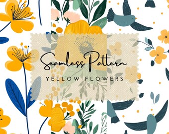 Yellow Flowers Seamless Pattern - Etsy