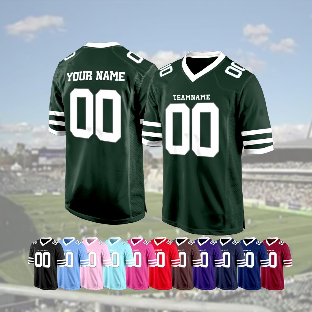 Custom Personalized Football Jersey Embroidered Team Name Number Logo ...
