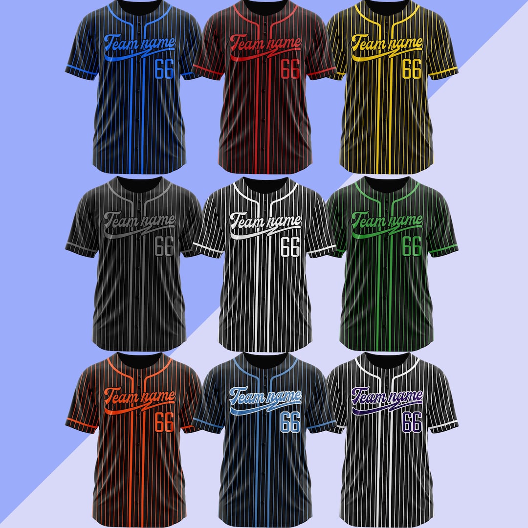 Custom Pinstripe Baseball Jersey Shirt Personalized Team Name and ...