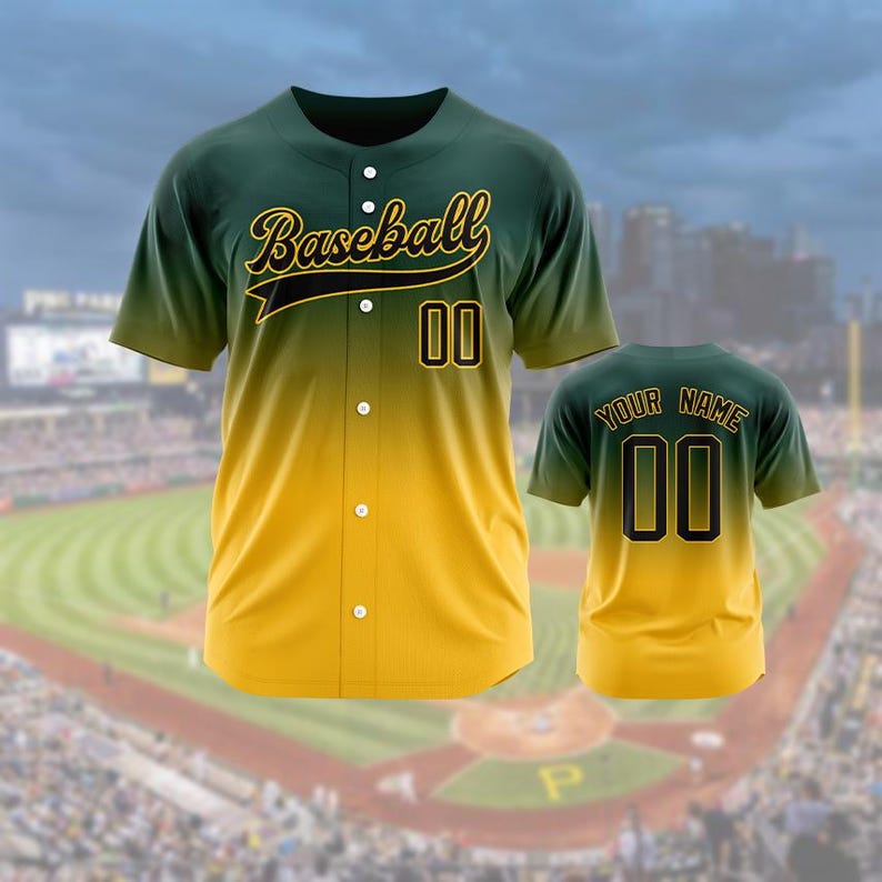 Two-tone Gradient Baseball Jersey, Custom Split-color Sports Shirt ...