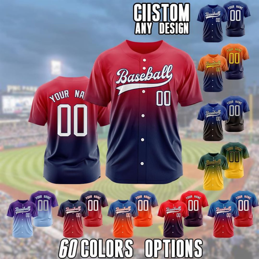 Two-tone Gradient Baseball Jersey, Custom Split-color Sports Shirt ...