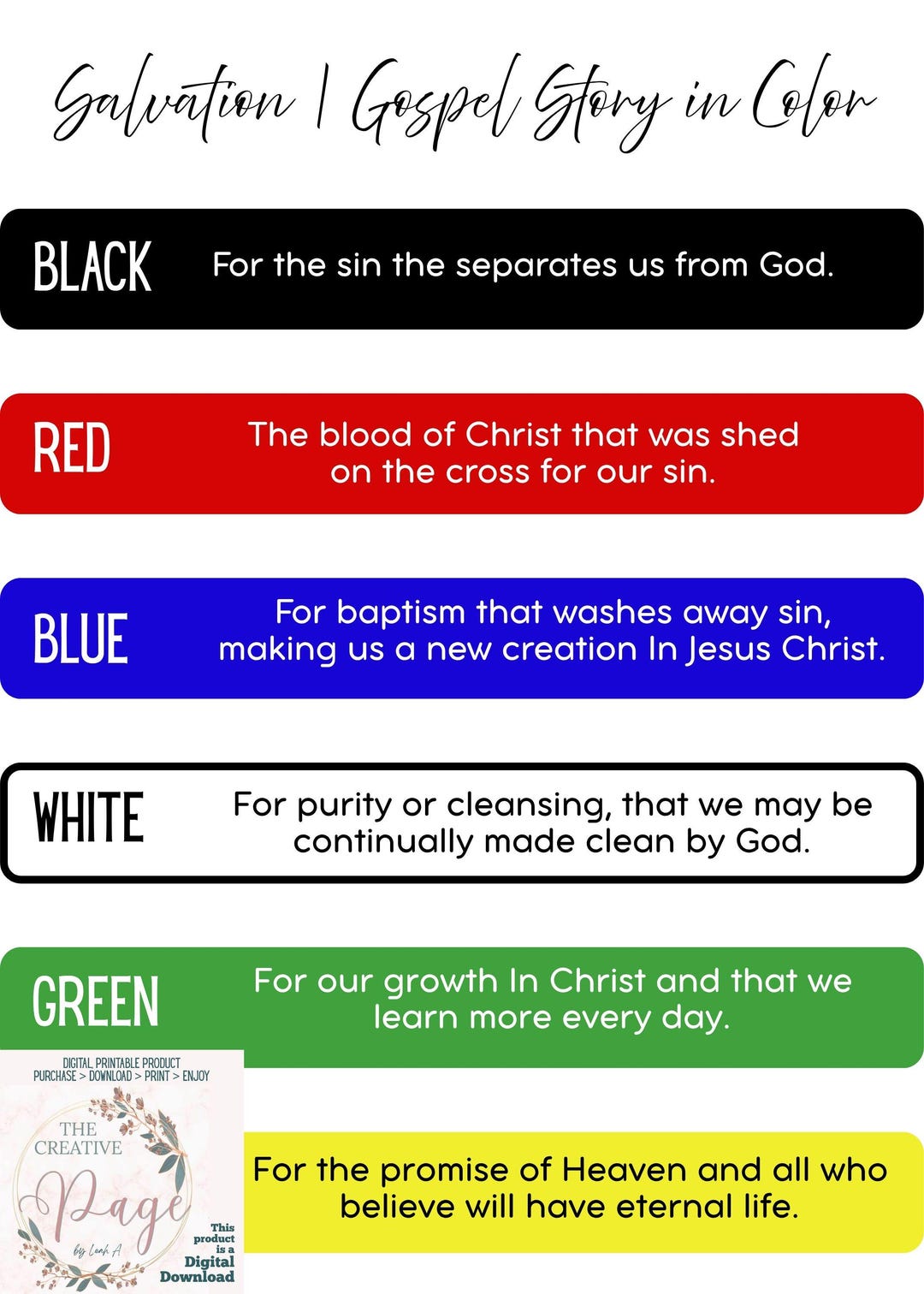 Salvation | Gospel | Colors of Christ | Bracelet Making Instructions ...