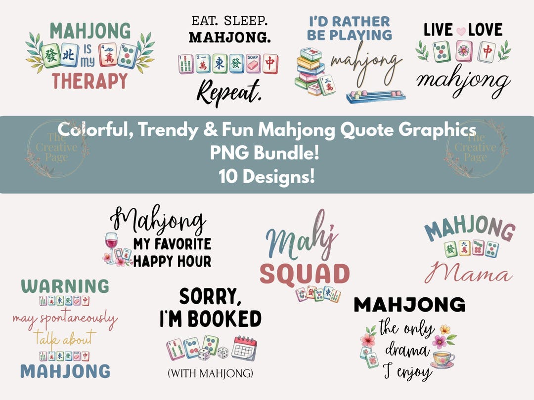 Funny Mahjong Quote PNG Bundle, Trendy Mahjong Sayings, Mahjong Girl ...