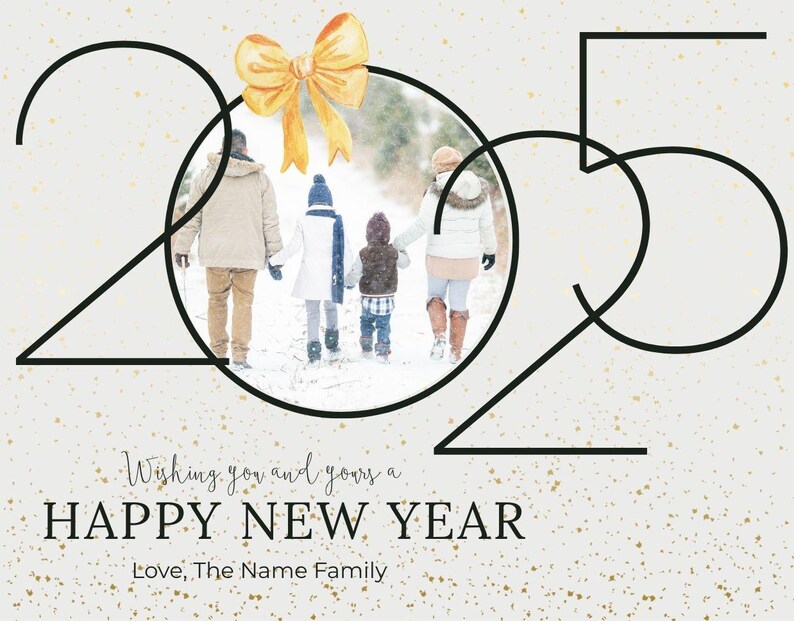 2025 New Year Photo Card, Editable DIY Template (digital Download) - Etsy